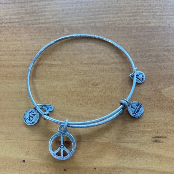 Alex and Ani | Jewelry | Alex And Ani Silver Peace Charm Bangle | Poshmark